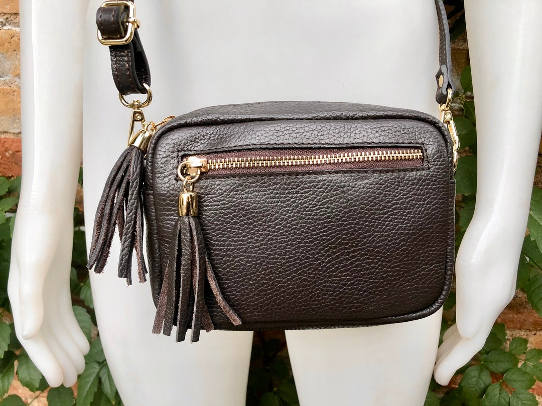 Small Leather Bag in Dark Brown. GENUINE Leather Shoulder / Cross Body ...