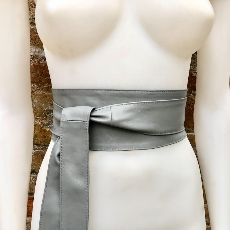 Gray Leather Belt - Etsy
