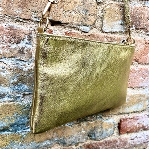 Small Leather Bag in GOLD .cross Body, Shoulder Bag or Wristlet in ...