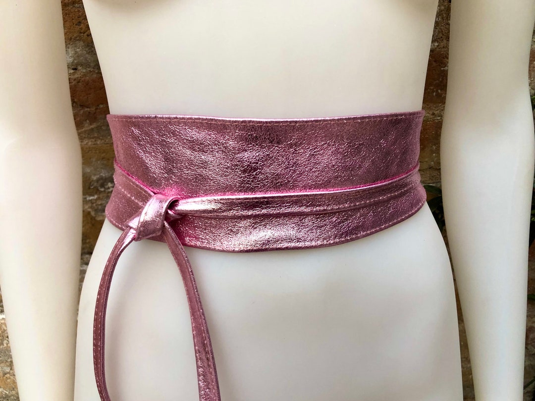 PINK OBI Belt in Natural Soft Leather. Waist Belt,wide Leather Belt ...