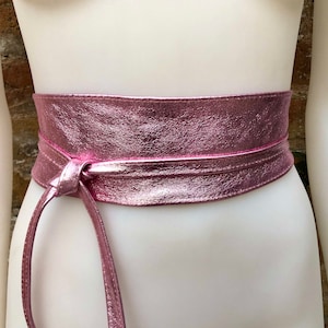 PINK OBI Belt in Natural Soft Leather. Waist Belt,wide Leather Belt ...