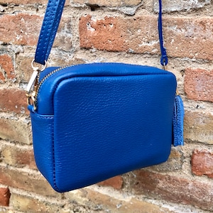Small Leather Bag in Dark Cobalt Blue. GENUINE Leather Shoulder or ...
