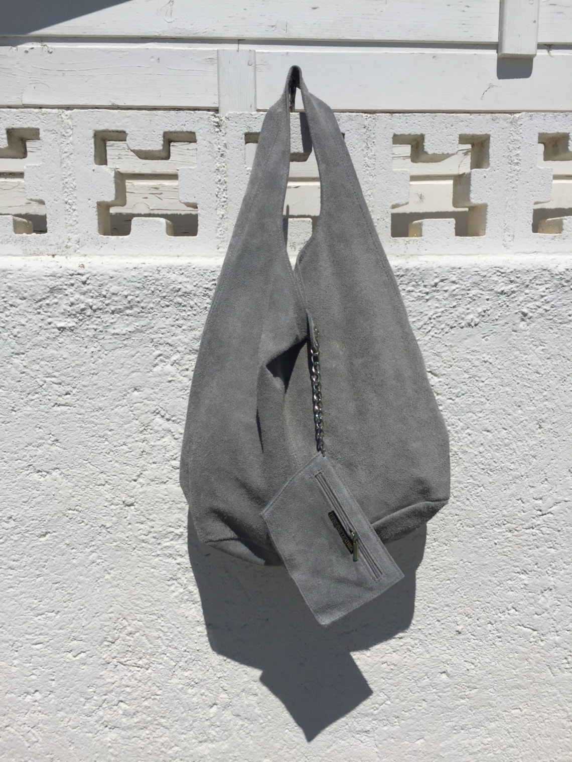 Slouch Bag.large TOTE Leather Bag in GRAY. Soft Natural Suede - Etsy