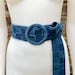 Blue Suede Waist Belt With Large Round Buckle. Boho Soft Suede Wide ...