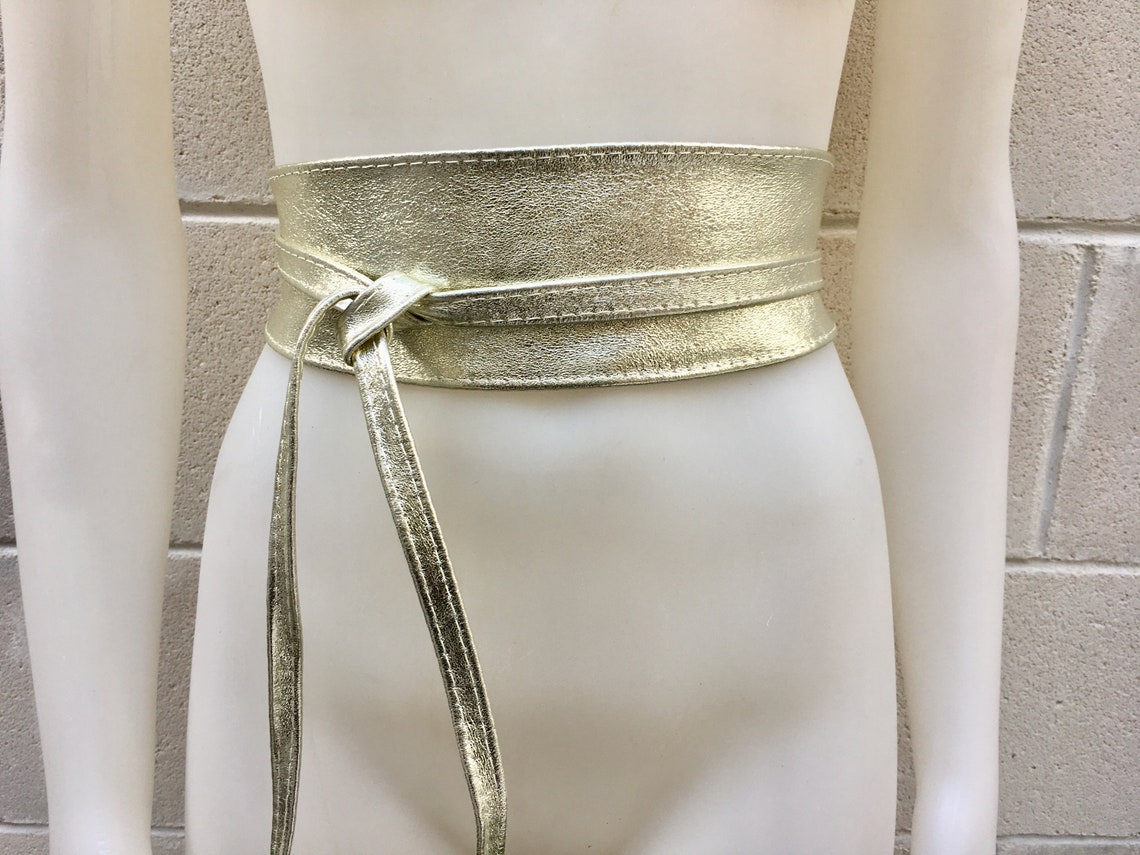 GOLD OBI Belt in Natural Soft Leather. Waist Belt,wide Leather Belt ...