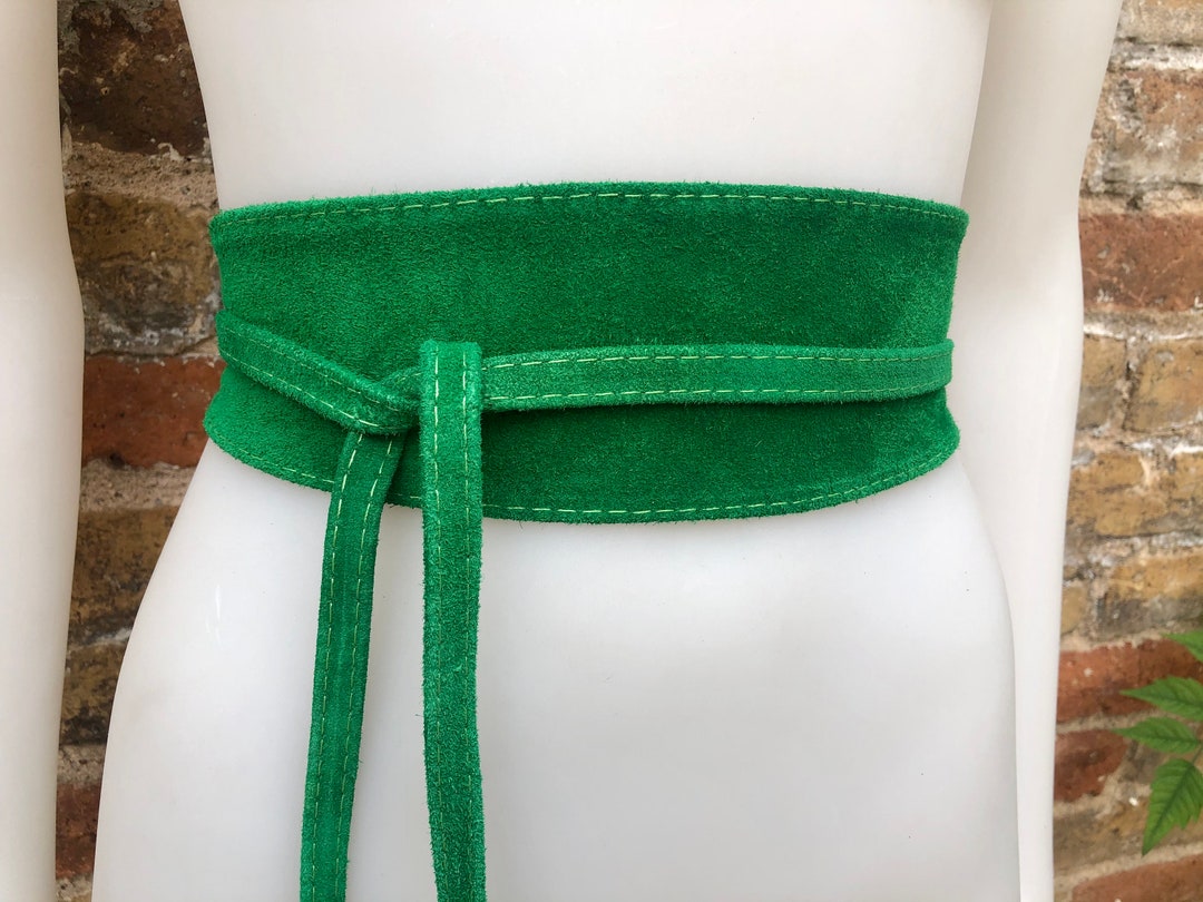 Green Suede OBI Belt, Wraparound Belt in Soft Suede. Genuine Leather ...