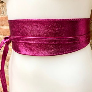 PINK OBI Belt in Natural Soft Leather. Waist Belt,wide Magenta Leather ...