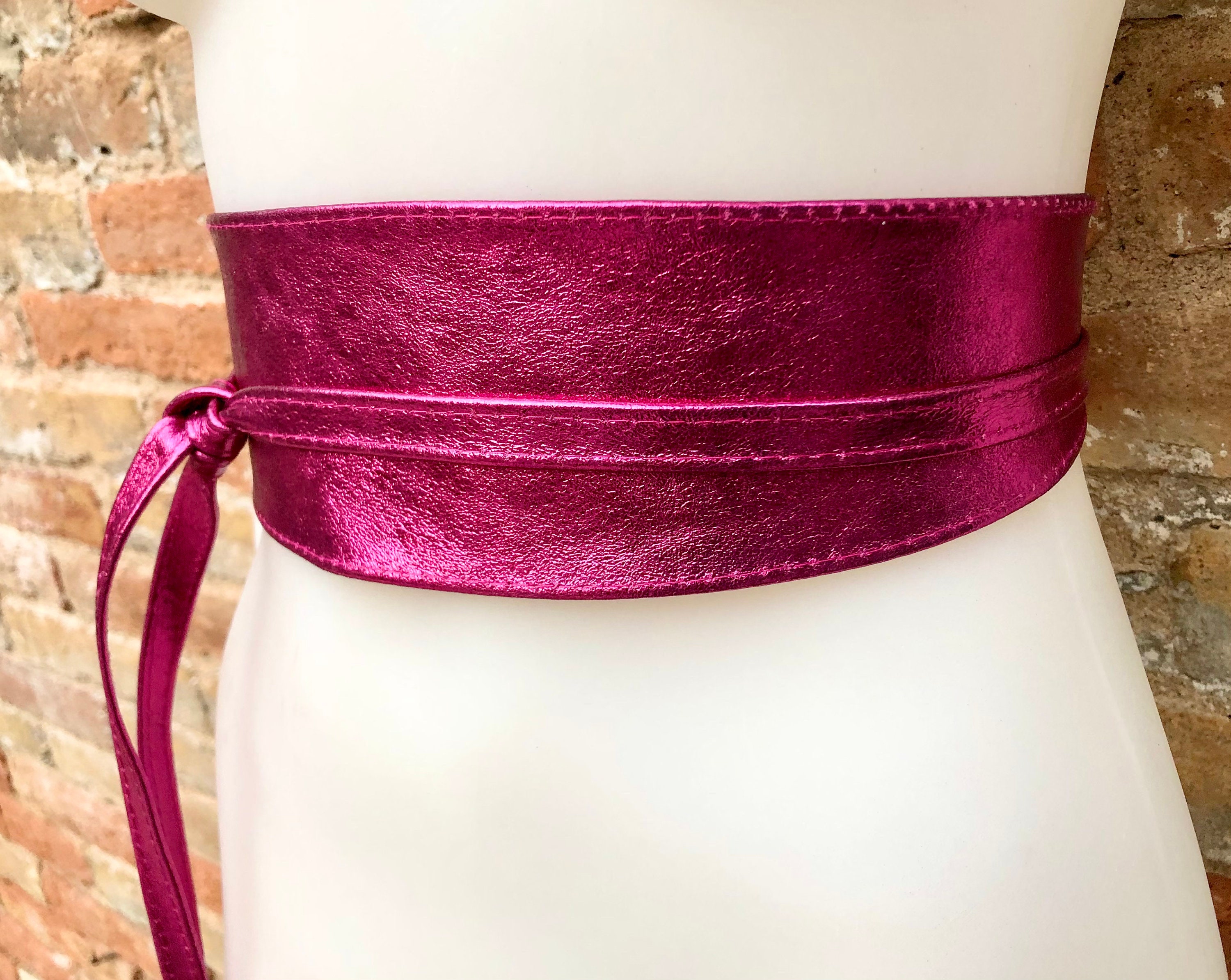 PINK OBI Belt in Natural Soft Leather. Waist Beltwide Magenta - Etsy