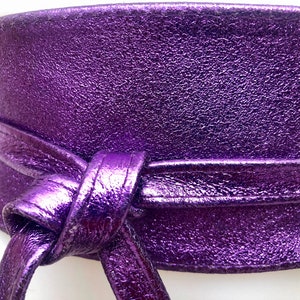 PURPLE Leather OBI Belt. Wide Waist Belt in Soft Genuine Leather ...