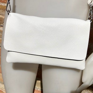 Small Leather Bag in WHITE. Cross Body / Shoulder Bag in GENUINE ...