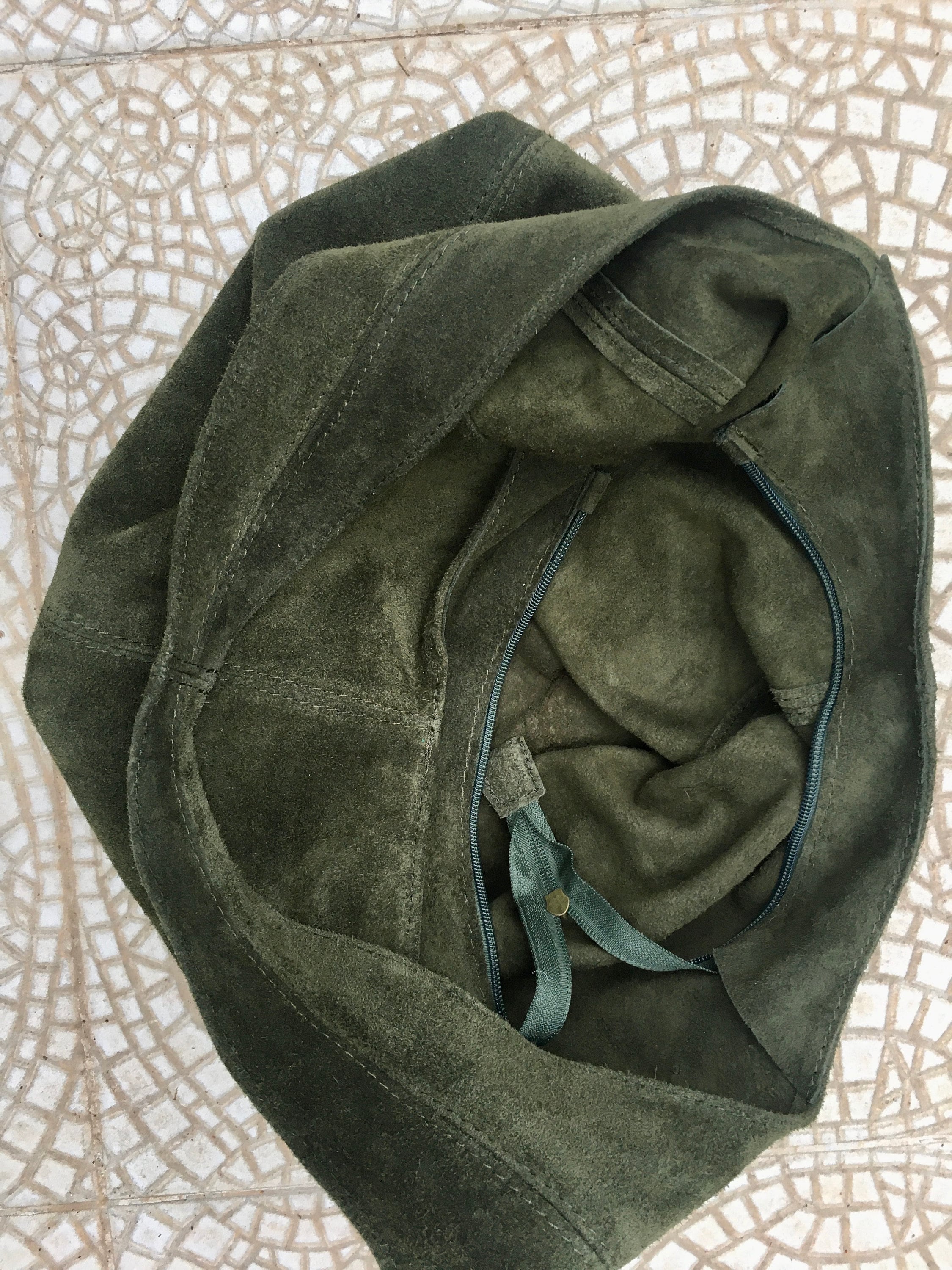 Green Slouch Bag. Large TOTE Leather Bag in Dark Green With Zipper ...