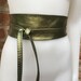 GREEN Leather OBI Belt. Wide Waist Belt in Soft Genuine Leather ...