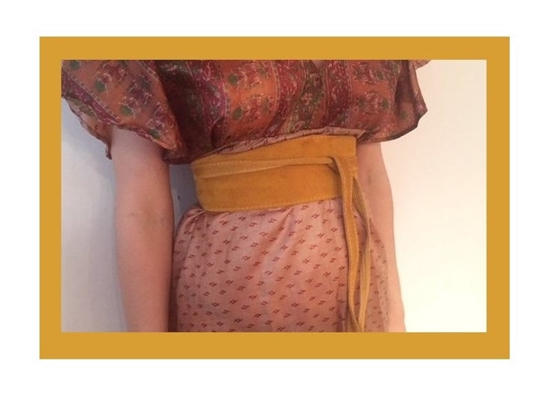 Mustard yellow obi belt in suede. Wrap belt in genuine | Etsy