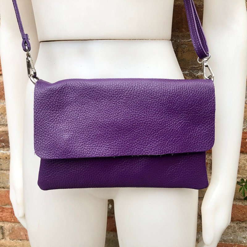 Purple Leather Bag - Etsy