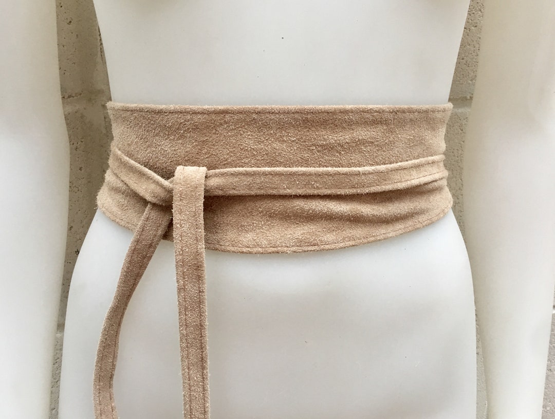 Beige Suede OBI Belt. Natural Soft Suede Wrap Belt. Wraparound Beige ...