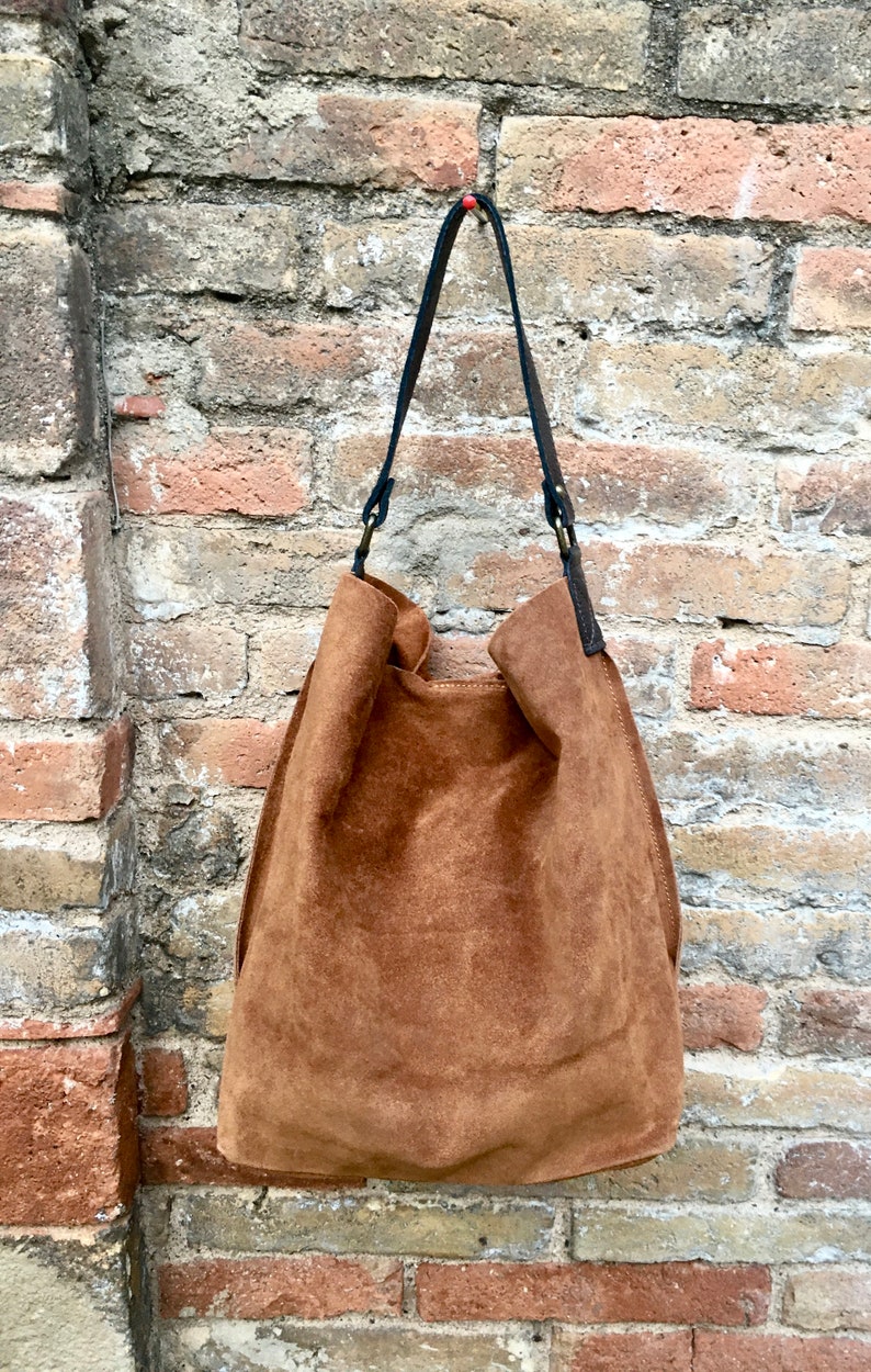 Slouch Leather Bag in Rusty Brown. Dark Saddle Brown Hobo Bag. Boho Bag ...