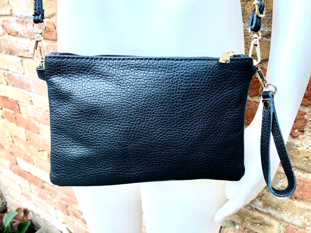 Small Leather Bag in Black. GENUINE Leather Crossbody / Shoulder Bag ...