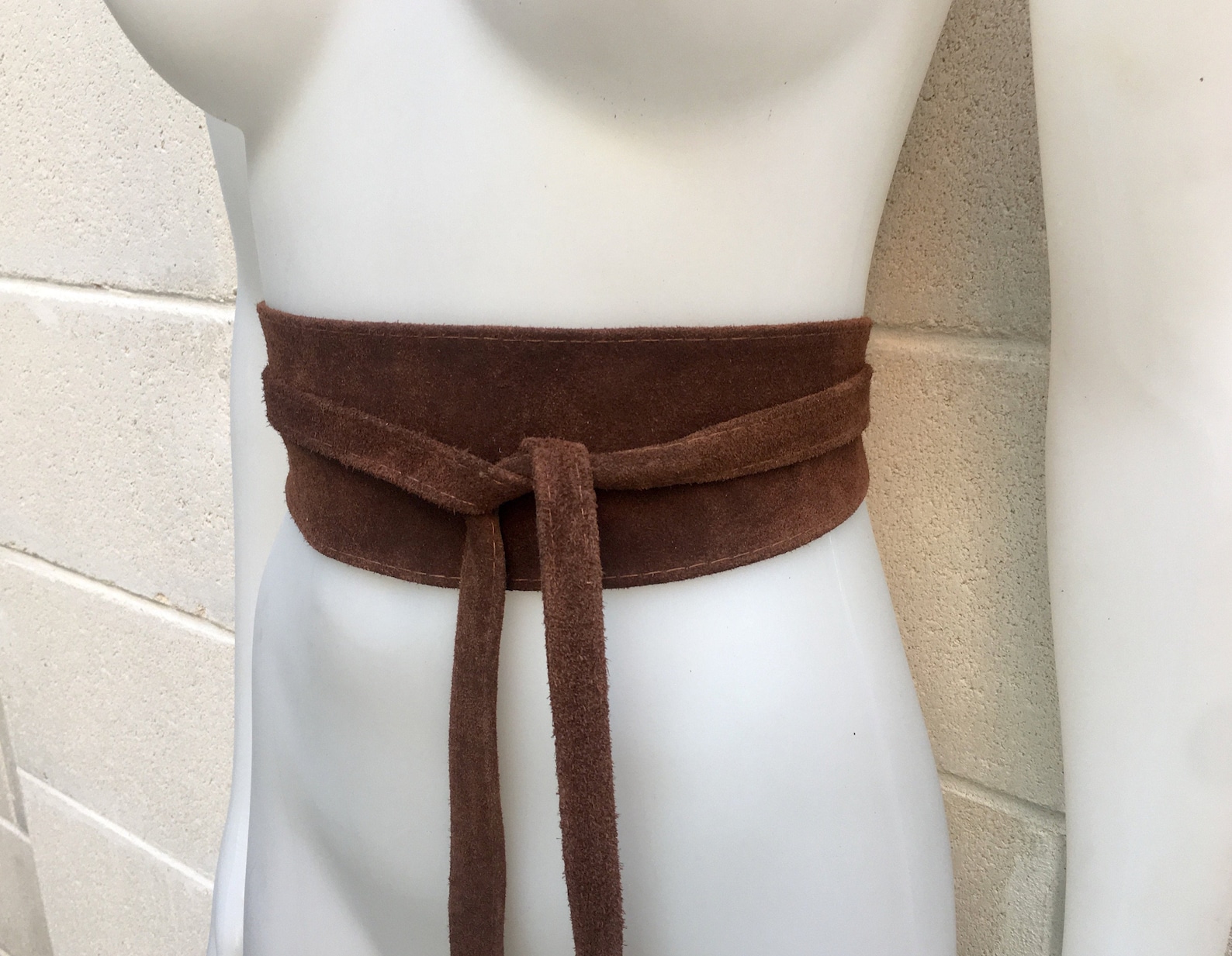 BROWN Suede OBI Belt. Wrap Belt in Genuine Leather. Boho Waist Belt in ...