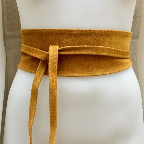 Obi Belt in Soft Leather. Wrap Belt in MUSTARD YELLOW. Waist - Etsy