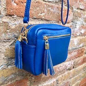 Small Leather Bag in Dark Cobalt Blue. GENUINE Leather Shoulder or ...