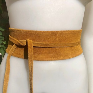 Mustard Yellow Obi Belt in Suede. Wrap Belt in Genuine Leather ...