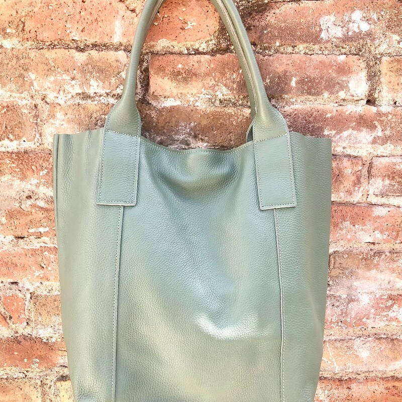 Green Leather Tote - Etsy