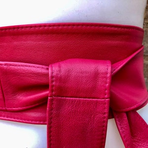 Fuchsia Pink Obi Belt. Hot Pink Wrap Belt in Soft Genuine Leather ...