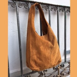 Slouch Bag.large TOTE Leather Bag in CAMEL Brown. Genuine Leather Bag ...