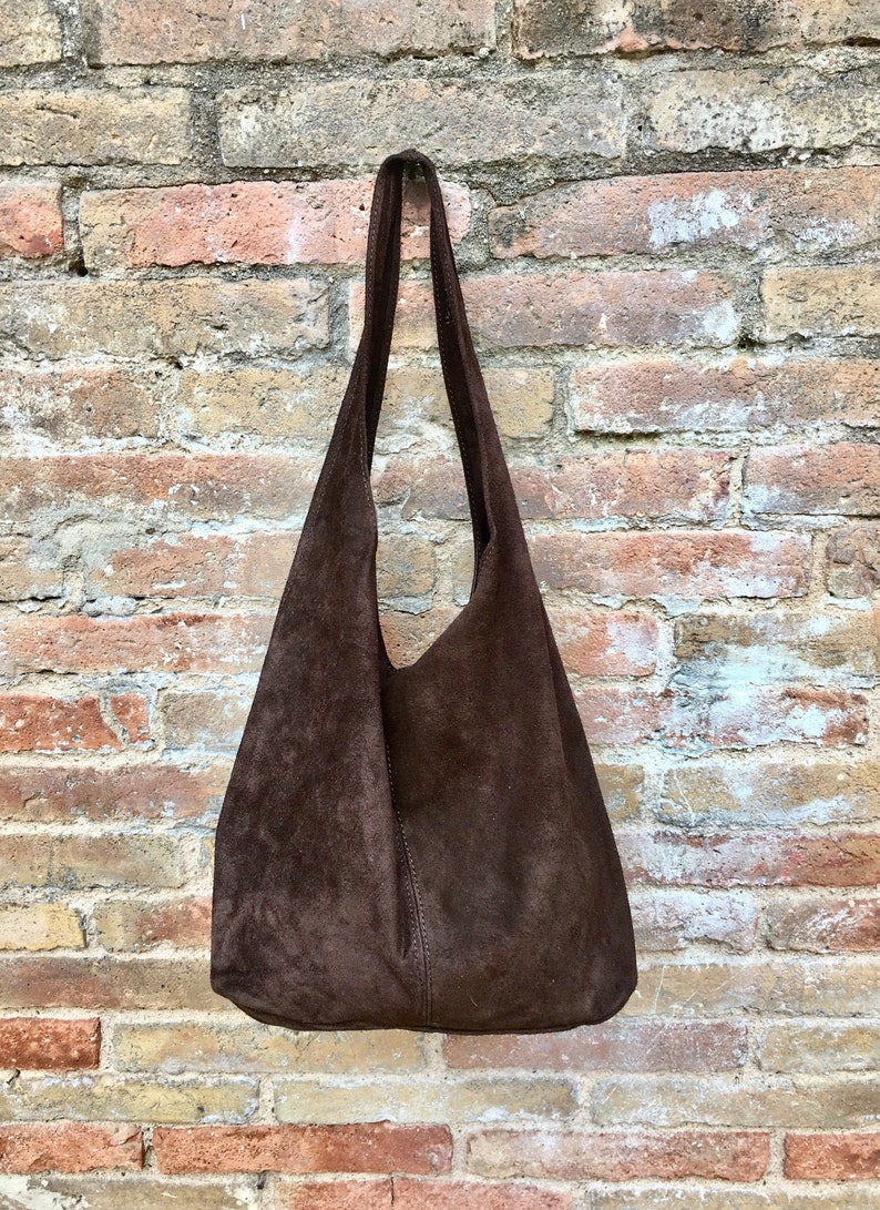 Slouch Bag.large TOTE Leather Bag in DARK Brown With Zipper.genuine ...