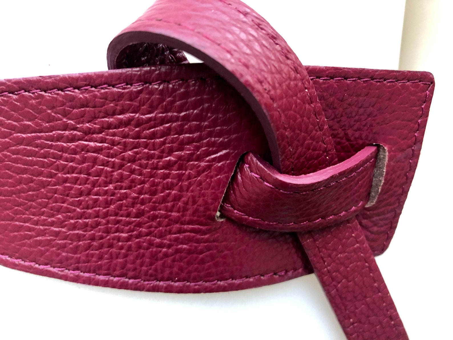 Obi Belt in Genuine Leather. HOT PINK Wrap Belt. Waist Belt in | Etsy