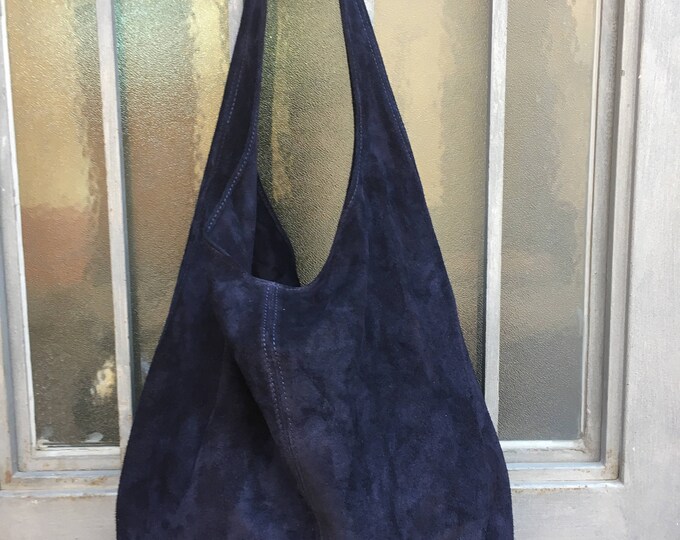 Slouch Bag.large TOTE Leather Bag in NAVY Blue. Soft Natural - Etsy