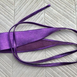 PURPLE Leather OBI Belt. Wide Waist Belt in Soft Genuine Leather ...