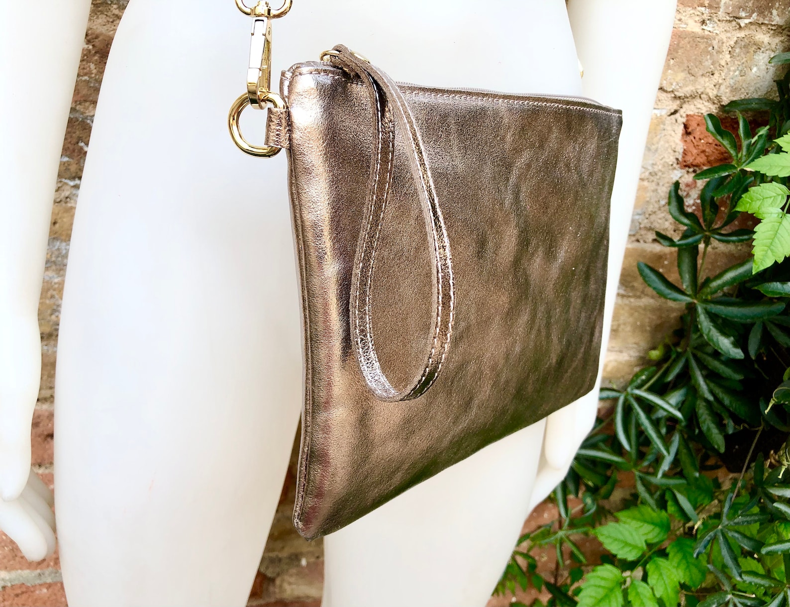 Small Leather Bag in BRONZE .cross Body Bag GENUINE Leather - Etsy