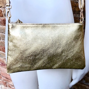 Small Leather Bag in GOLD .cross Body, Shoulder Bag or Wristlet in ...