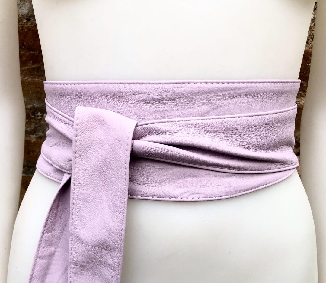 Light PURPLE Obi Belt. Lavender Soft Genuine Leather. Wraparound Lilac ...