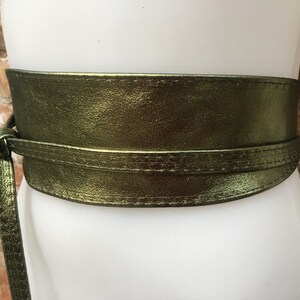 GREEN Leather OBI Belt. Wide Waist Belt in Soft Genuine Leather ...