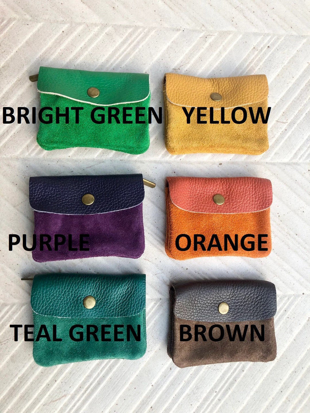 Small Coin Purse in Genuine Leather With 3 Pockets, Zipper and Flap ...