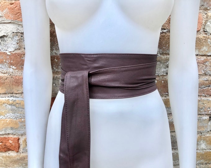 DARK BROWN Obi Belt. Wrap Belt in Soft Genuine Leather. Wraparound ...