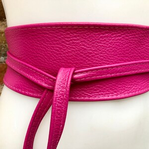 Obi Belt in Soft Leather. Wrap Belt in HOT PINK. Waist Belt in PINK ...