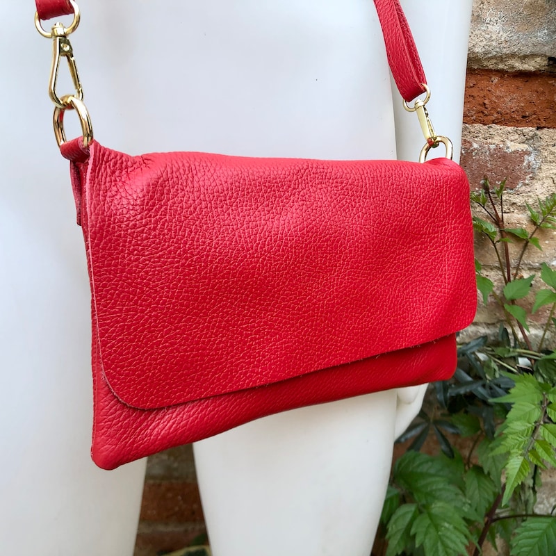 Red Leather Bag - Etsy