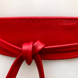 Obi Belt in Soft Leather. Narrow Style. RED Wrap Belt. Wraparound Waist ...
