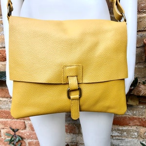 Yellow Crossbody Leather Bag. Soft Genuine Leather Bag. Mustard Yellow ...