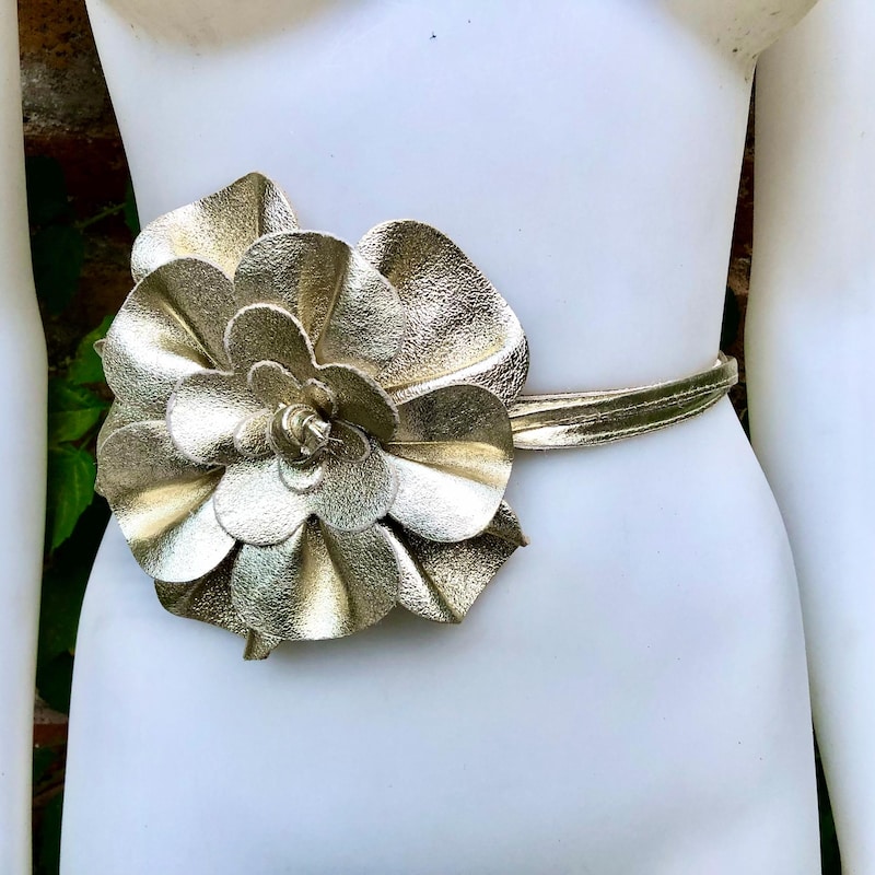 Gold and Black Flower Belt - Etsy