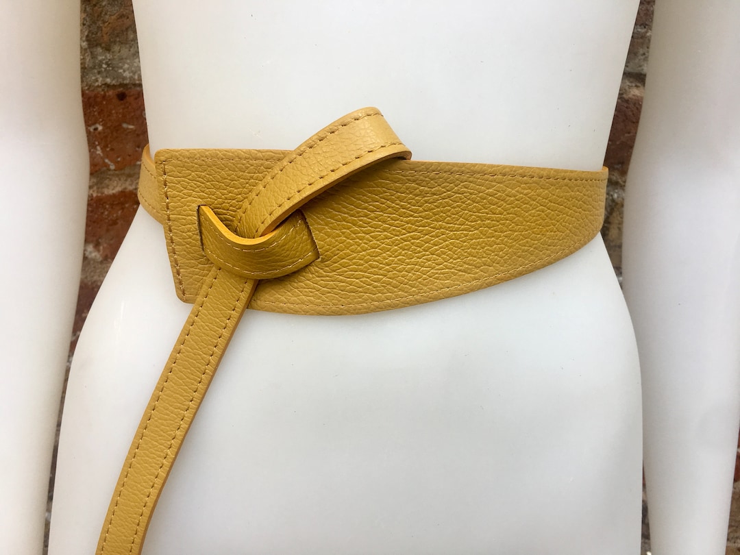 Obi Belt in Genuine Leather. Wrap Belt in MUSTARD Color. Waist Belt in ...