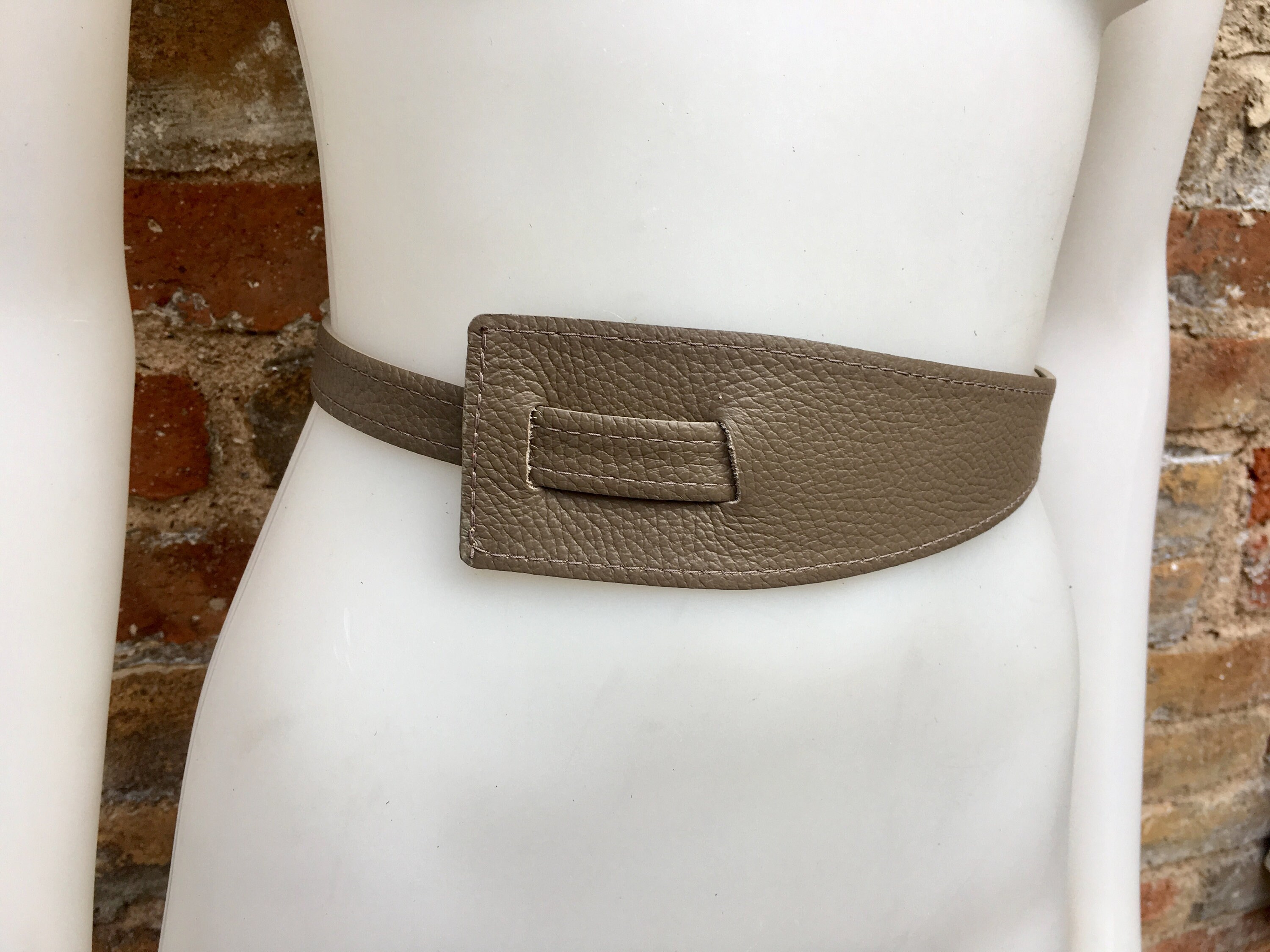Leather 80s style obi belt . Wrap belt in light BROWN. Waist | Etsy
