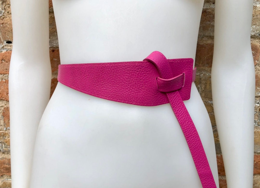 Obi Belt in Genuine Leather. HOT PINK Wrap Belt. Waist Belt in FUCHSIA ...