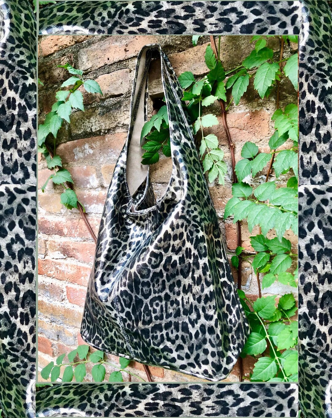 CHEETAH Print Slouch Bag.leopard Print Genuine Leather Bag With ZIPPER ...