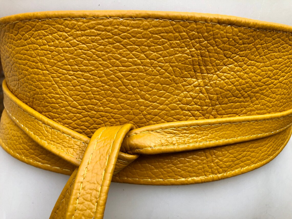 Obi Belt in Soft Leather. Wrap Belt in MUSTARD YELLOW. Waist Belt in ...