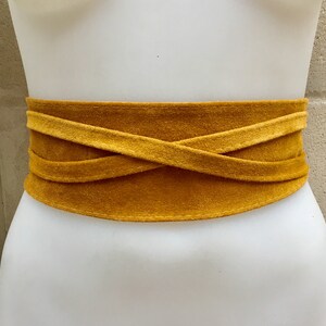 Mustard Yellow Obi Belt in Suede. Wrap Belt in Genuine Leather ...