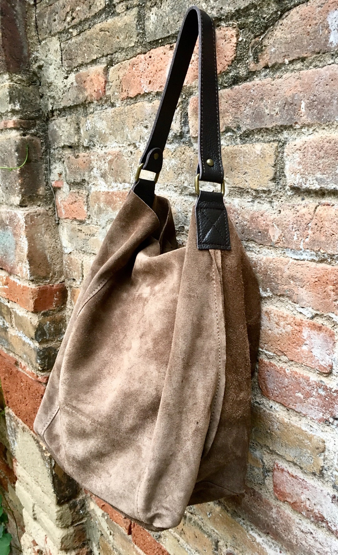 Slouch Leather Bag in Light Brown.taupe Color Hobo Shoulder Bag. Boho ...